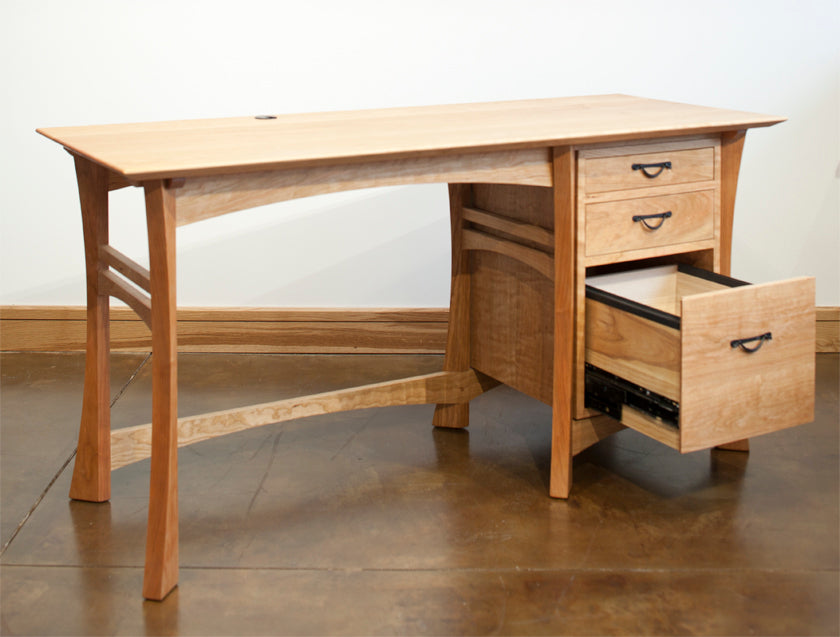 Waterfall Desk | Hardwood Artisans Handcrafted Office Furniture